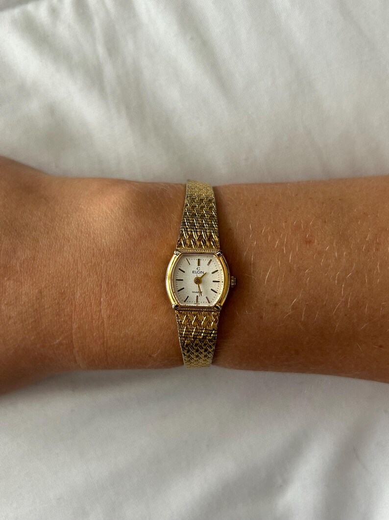 Dainty Vintage Gold 1980s Elgin Watch NOT Working Flawless Exterior ...