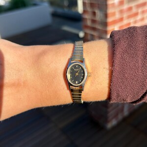 WORKING Dainty Gold Bracelet Watch | Sharp | Black Face | Perfect ...