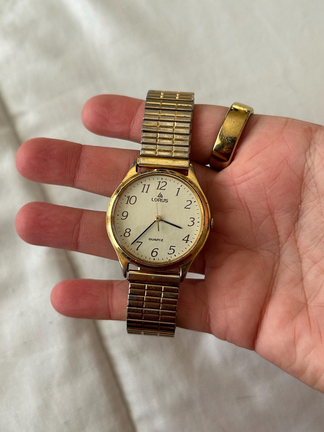 WORKING Vintage Men’s 1980s Gold Lorus Watch | Stretchy Bracelet Band ...