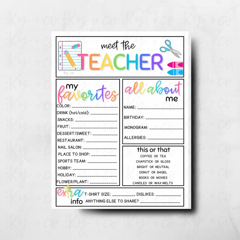 Meet the Teacher Printable - Etsy