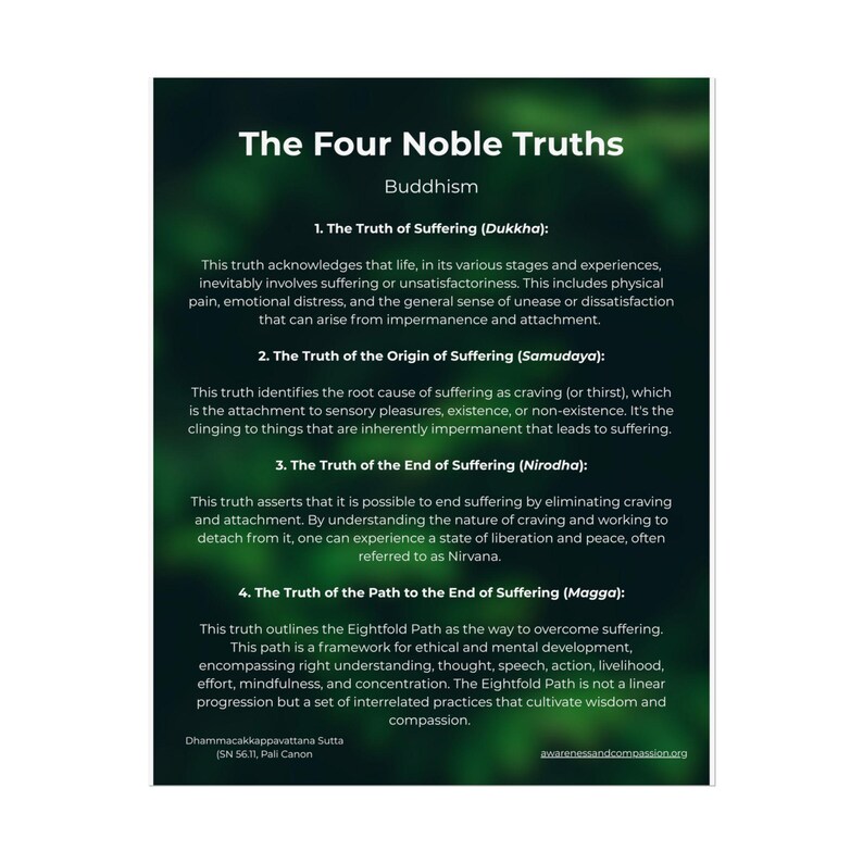 The Four Noble Truths of Buddhism (poster) - Etsy