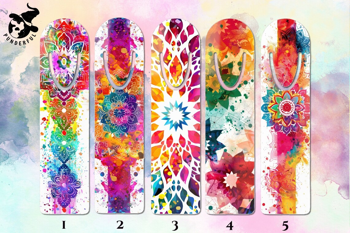 Watercolor Rangoli Pattern Bookmark Collection: Indian Art for Reading ...