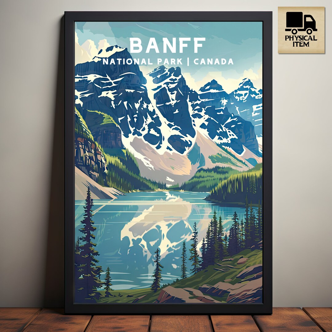 Banff National Park, Wilderness Posters, Minimalist, Vintage Style ...