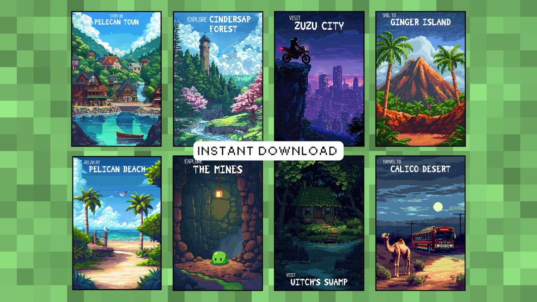 Stardew Valley Travel Posters, Set of 8 Digital Downloads, Printable ...