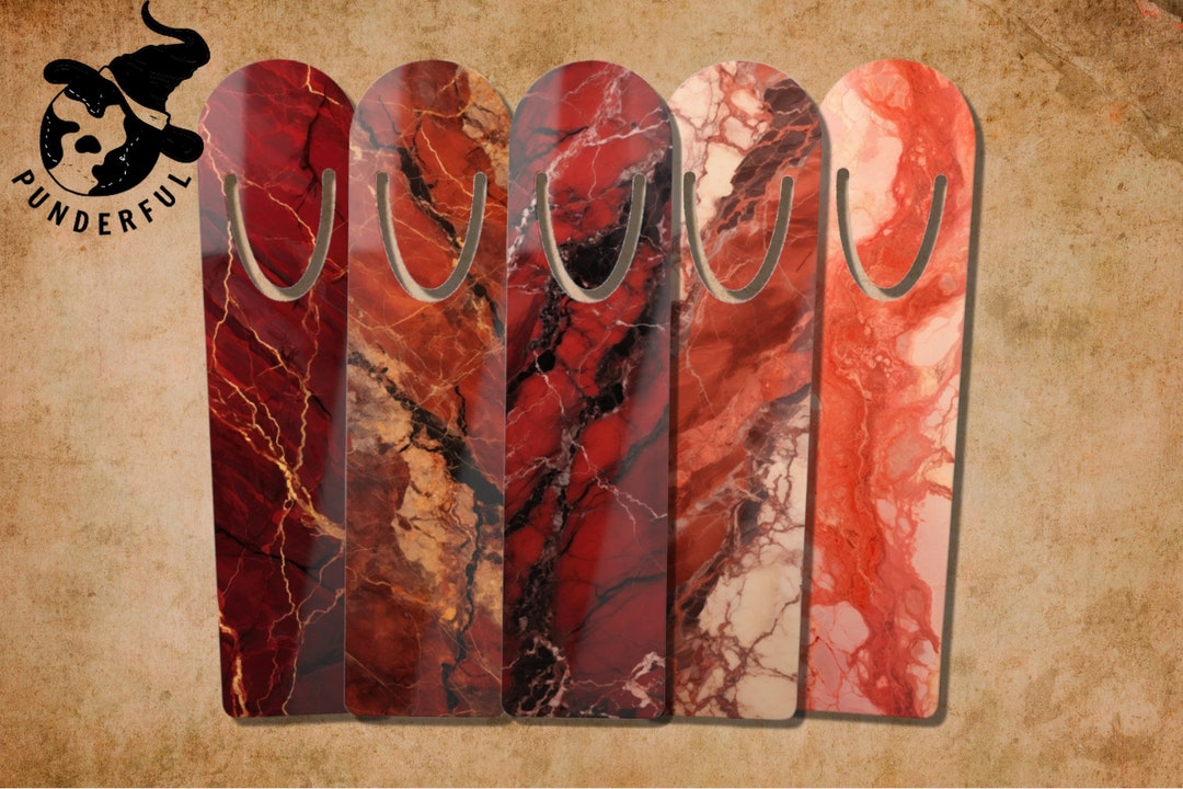 Red Marble Bookmark Collection, Metal Bookmark, Sasso Rosso, Domvrena ...