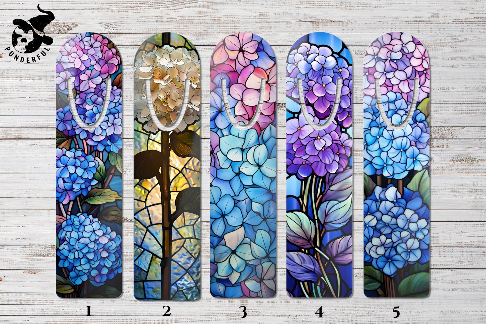 Stained Glass Hydrangea Metal Bookmark Set: Beautiful Page Marker for ...