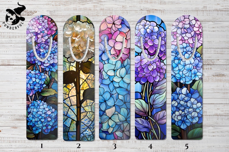 Stained Glass Hydrangea Metal Bookmark Set: Beautiful Page Marker for Books! Gift for Readers ...