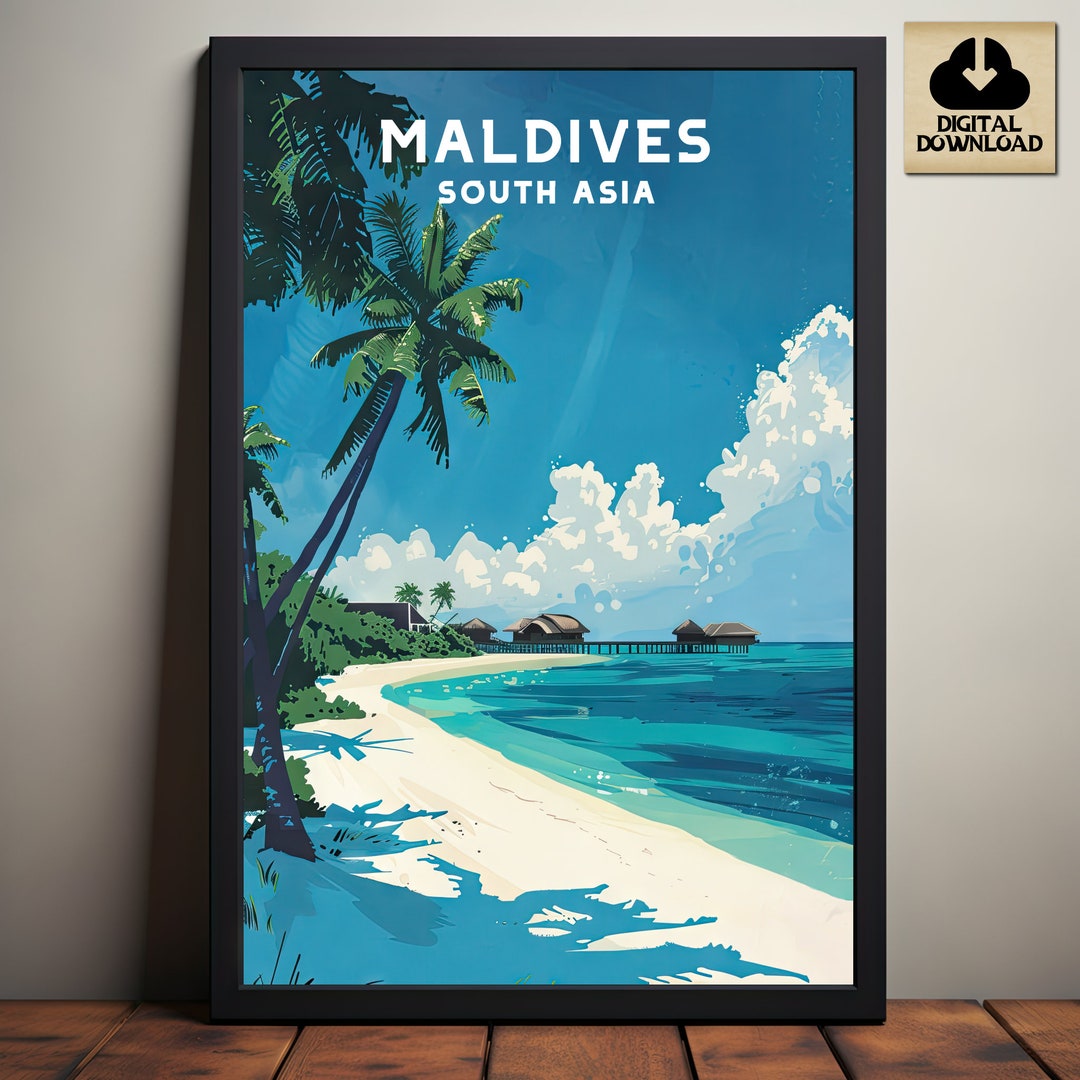 Maldives, South Asia, Wilderness Posters, Minimalist, Vintage Style ...