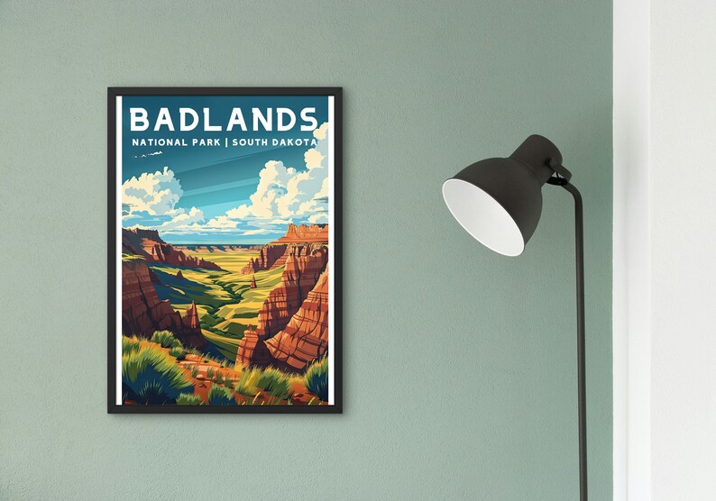 Badlands National Park, National Park Posters, Camping and Hiking Gift ...