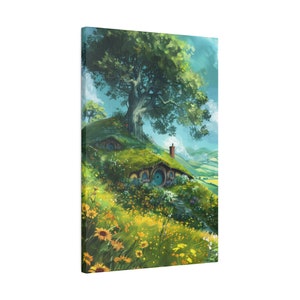 The Shire Oil Painting Stretched Canvas, Hobbitcore Wall Art, Hobbit ...