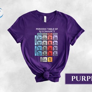 Periodic Table of Allomancy T Shirt, Periodic Table of Elements Parody ...