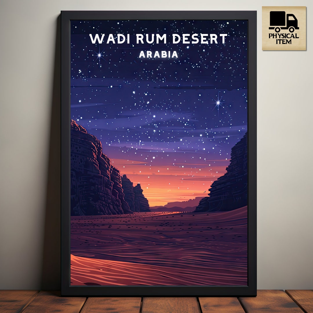 Wadi Rum Desert, Night Scenery, Arabian Art, Wilderness Posters ...