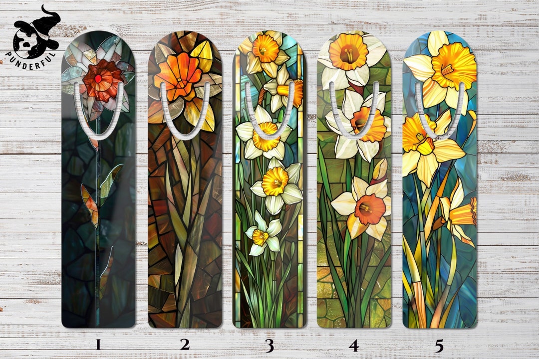 Daffodil Stained Glass Metal Bookmark Set: Celebrate Spring's Beauty in ...