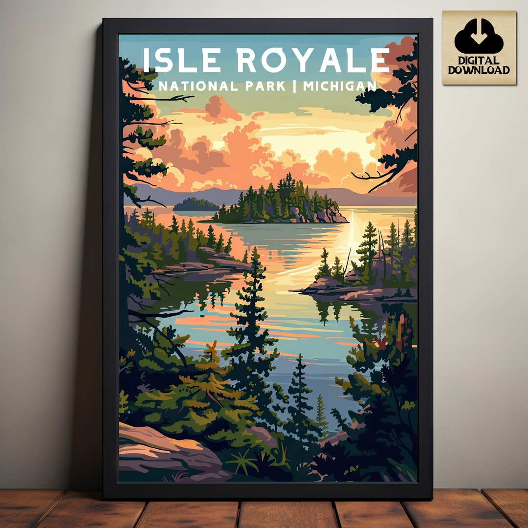 Isle Royale National Park, Michigan National Park Poster, Camping and ...