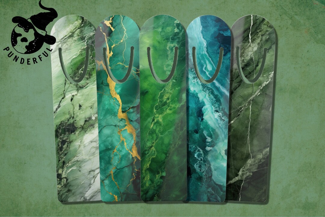Green Marble Bookmark Collection, Metal Bookmark, Verde Indio, Verde ...