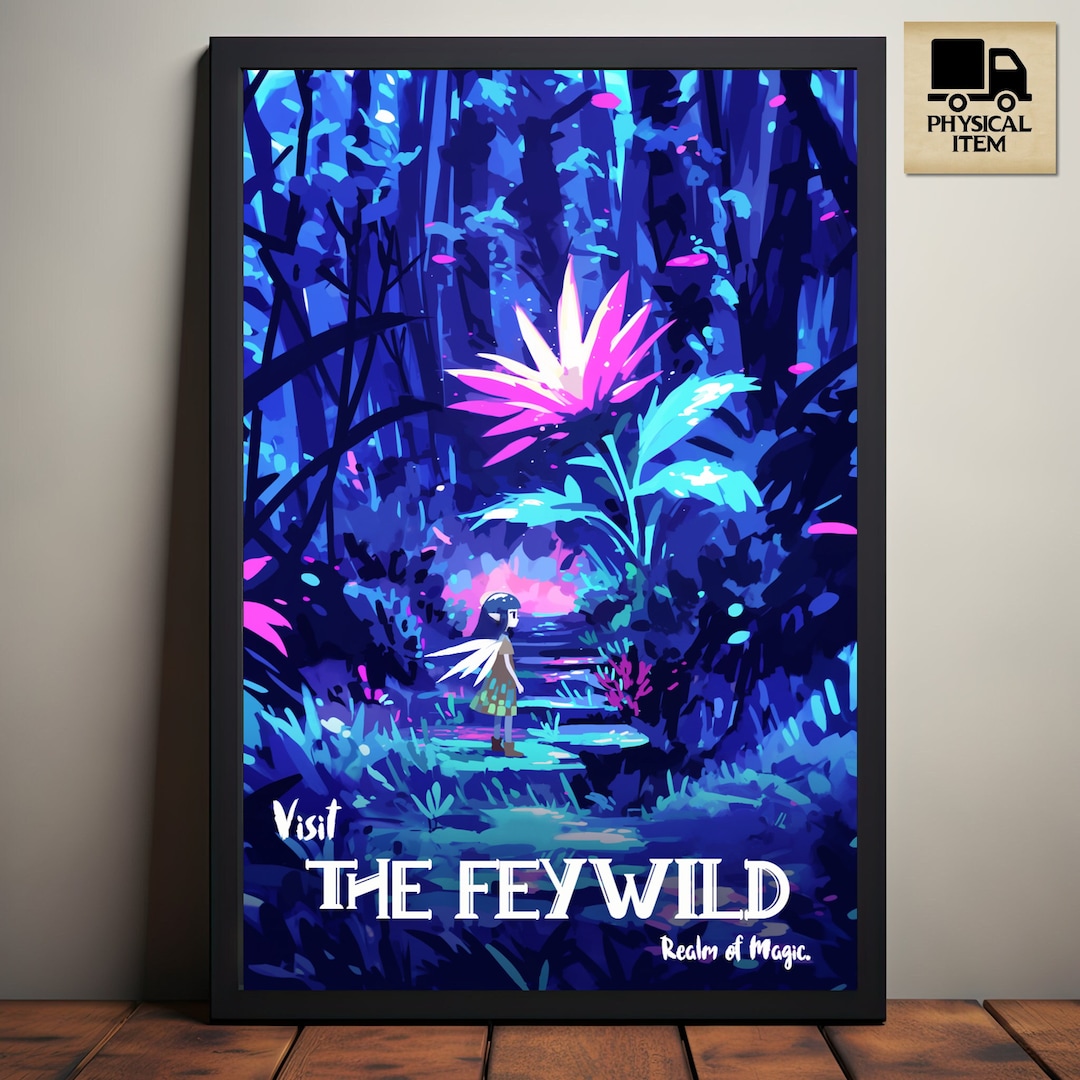 Visit the Feywild, Realm of Magic - Fantasy Travel Poster, Neon Fantasy ...