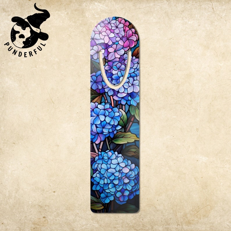 Stained Glass Hydrangea Metal Bookmark Set: Beautiful Page Marker for ...