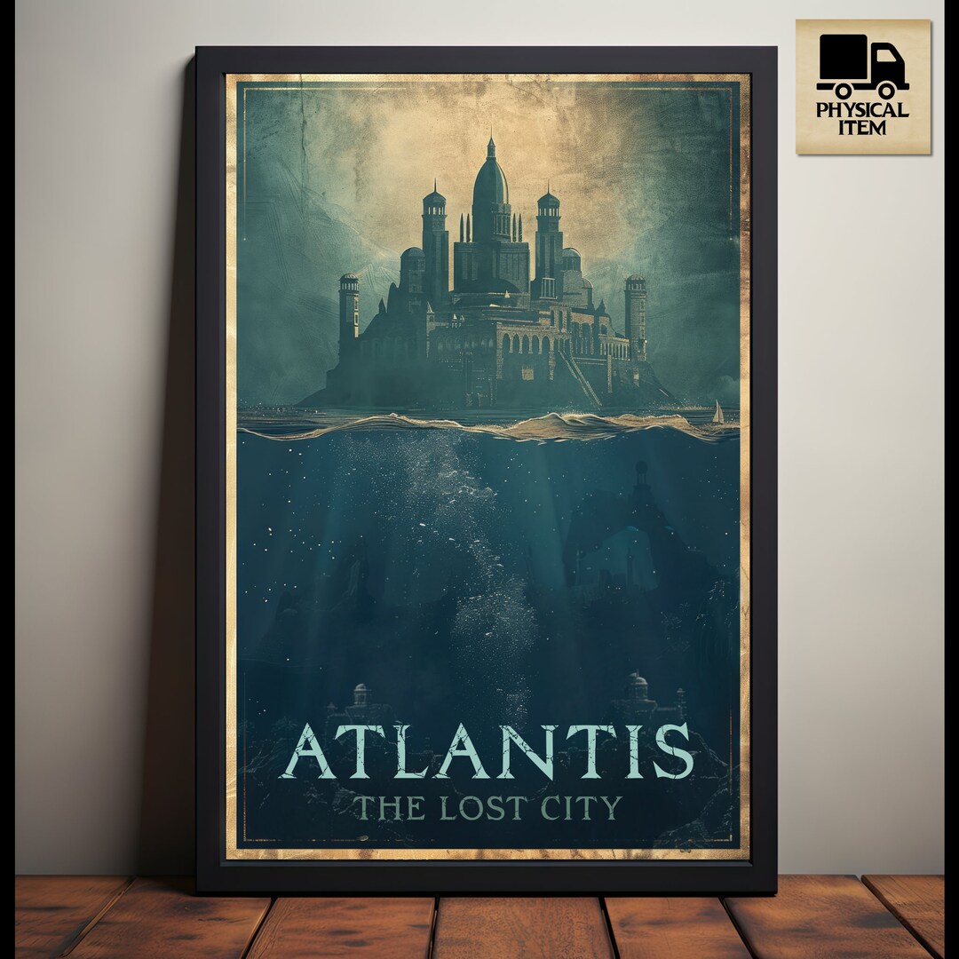 Atlantis Vintage Travel Poster of the Lost City, Captivating Ocean ...
