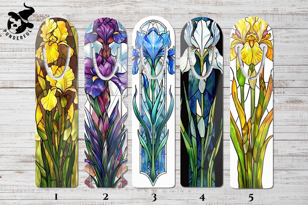 Stained Glass Iris Metal Bookmark Set: Gift for Book Lovers, Garden ...