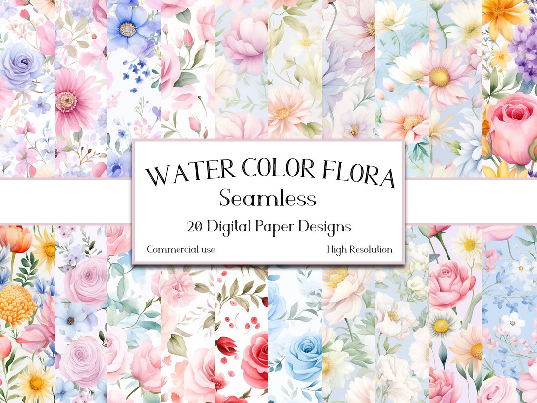 Watercolor Floral Digital Paper, Seamless Digital Paper Printable ...