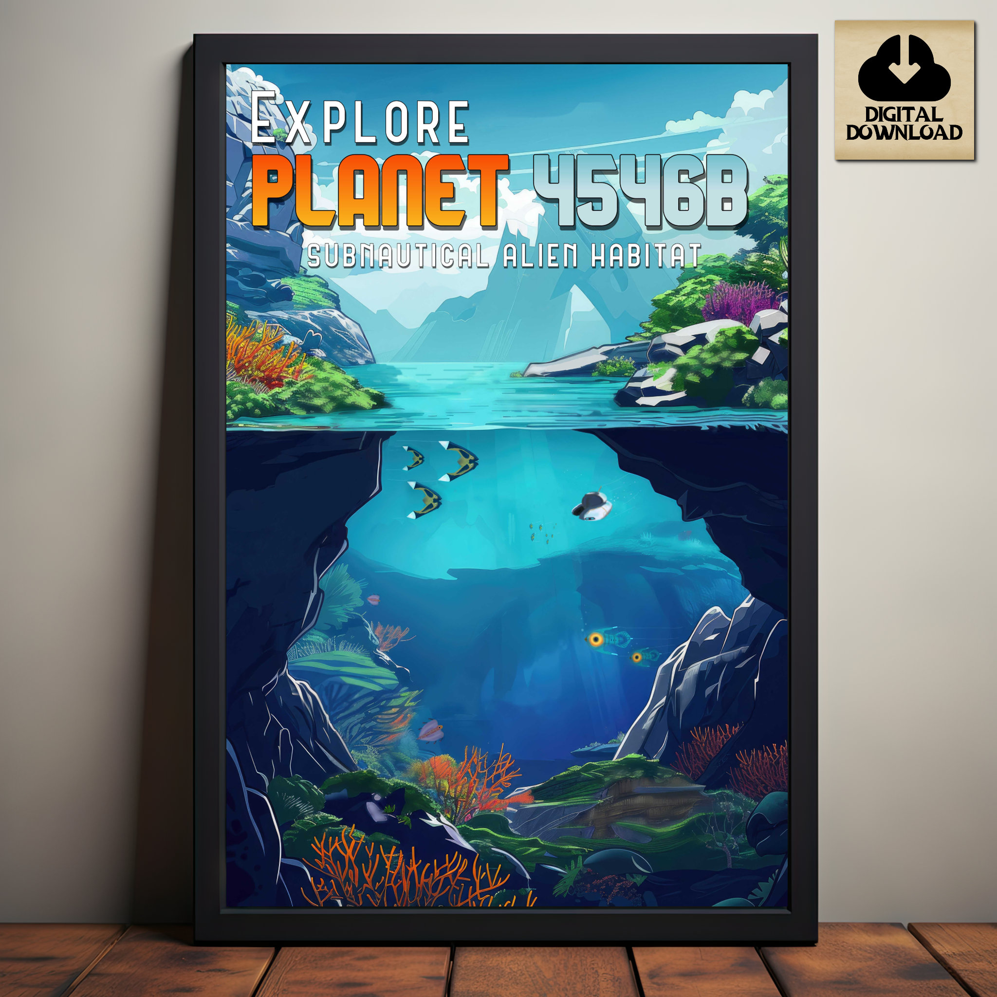 Subnautica Travel Poster, Explore Planet 4546B, Gaming Gift, Ocean ...