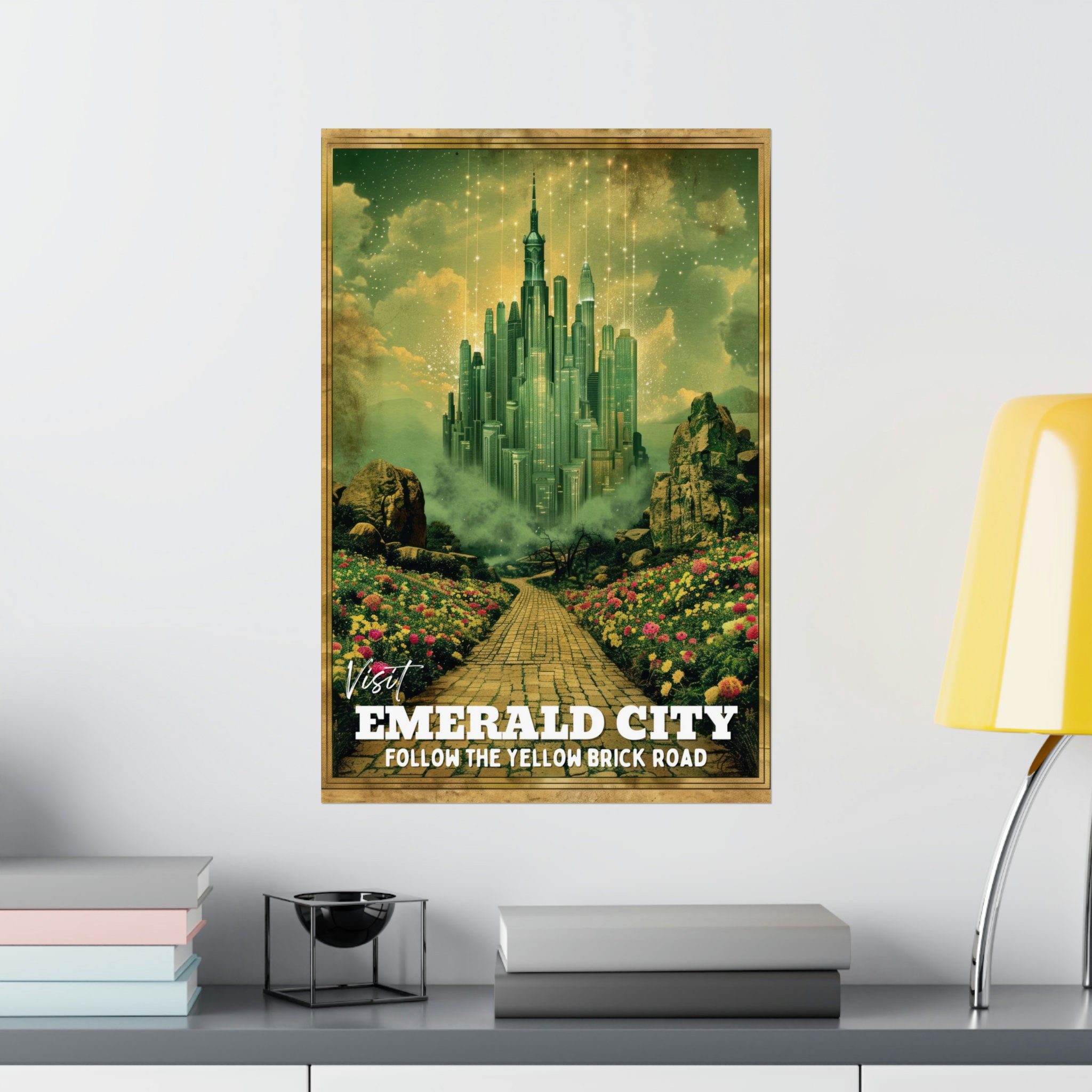 Emerald City Travel Poster, the Emerald Palace, Yellow Brick Road, the ...