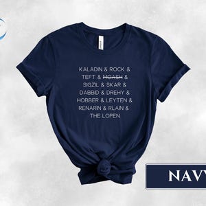Bridge Four Names Unisex Tee, Stormlight Archive, Kaladin Teft Rock ...
