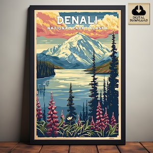 Denali National Park, Alaska National Park Posters, Camping and Hiking ...