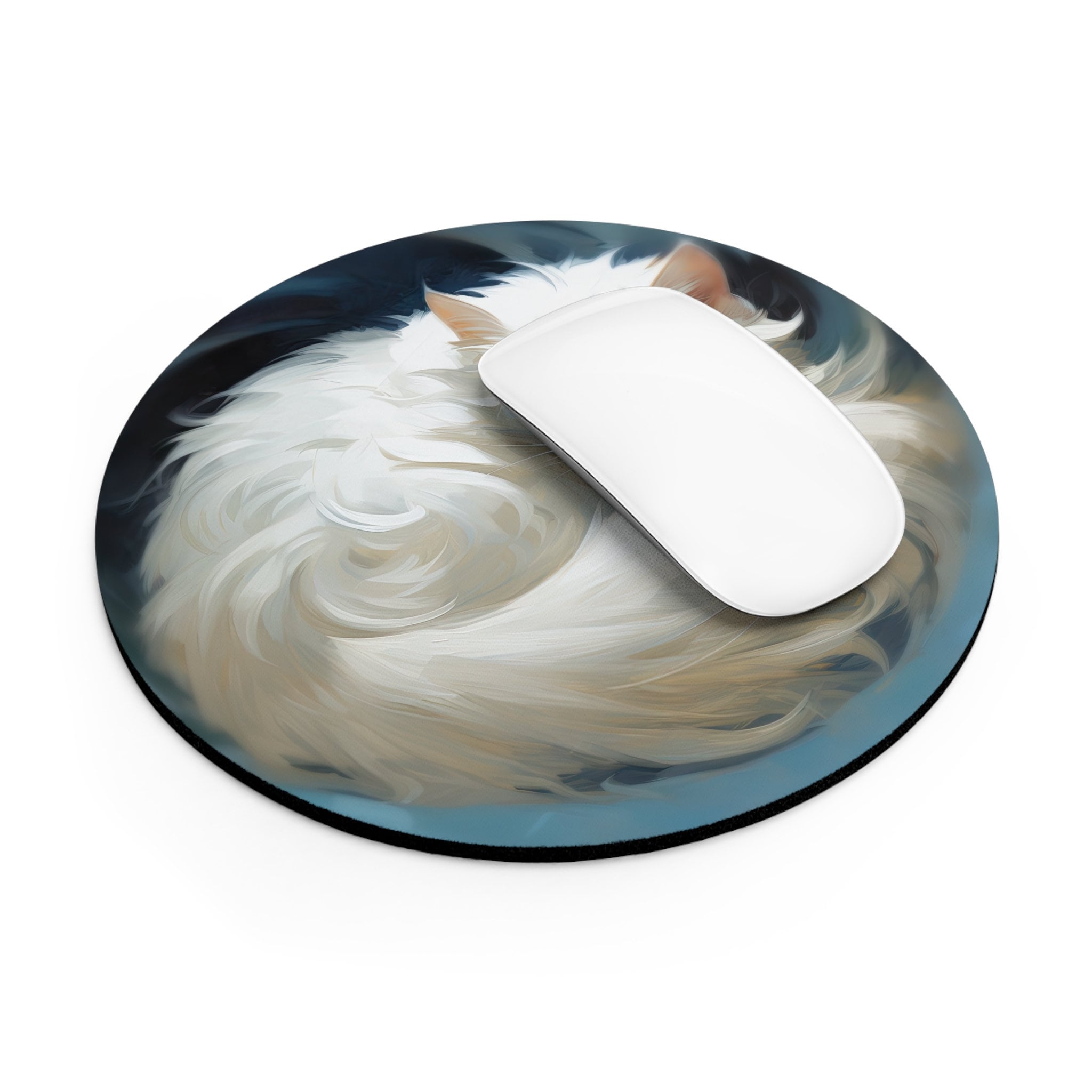 Pet Comfort Mouse Pad, White Cat, Circular Mousepad - Etsy