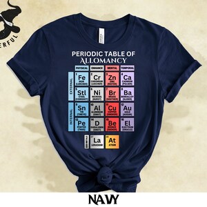 Periodic Table of Allomancy T Shirt, Periodic Table of Elements Parody ...