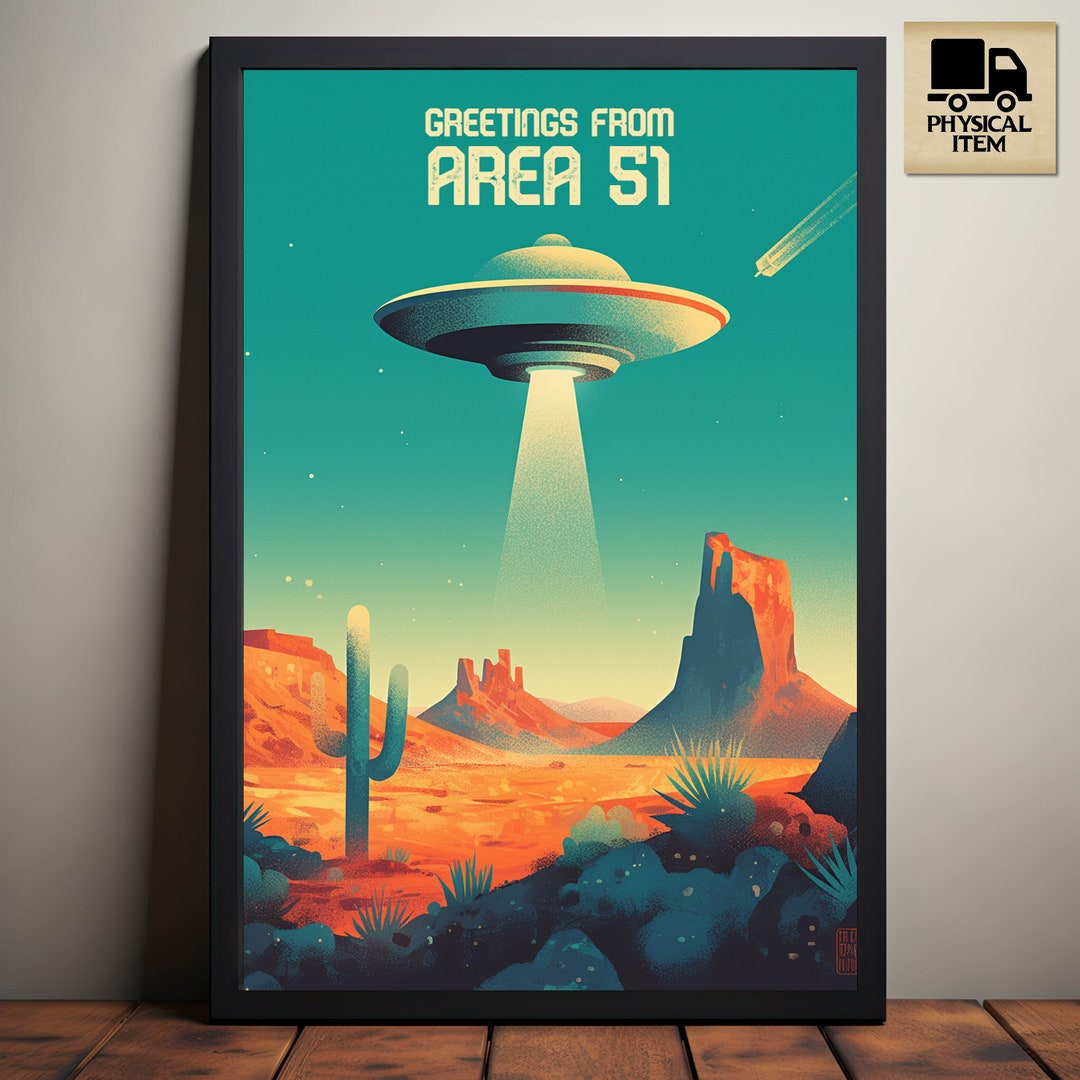 Greetings From - Area 51 Travel Poster, Science Fiction Art Gift ...