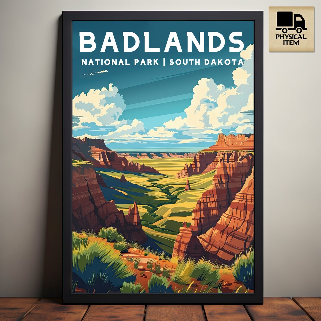 Badlands National Park, National Park Posters, Camping and Hiking Gift ...