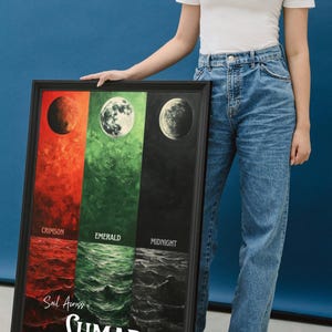 Lumar Travel Poster, the Emerald, Crimson, and Midnight Sea, Fantasy ...