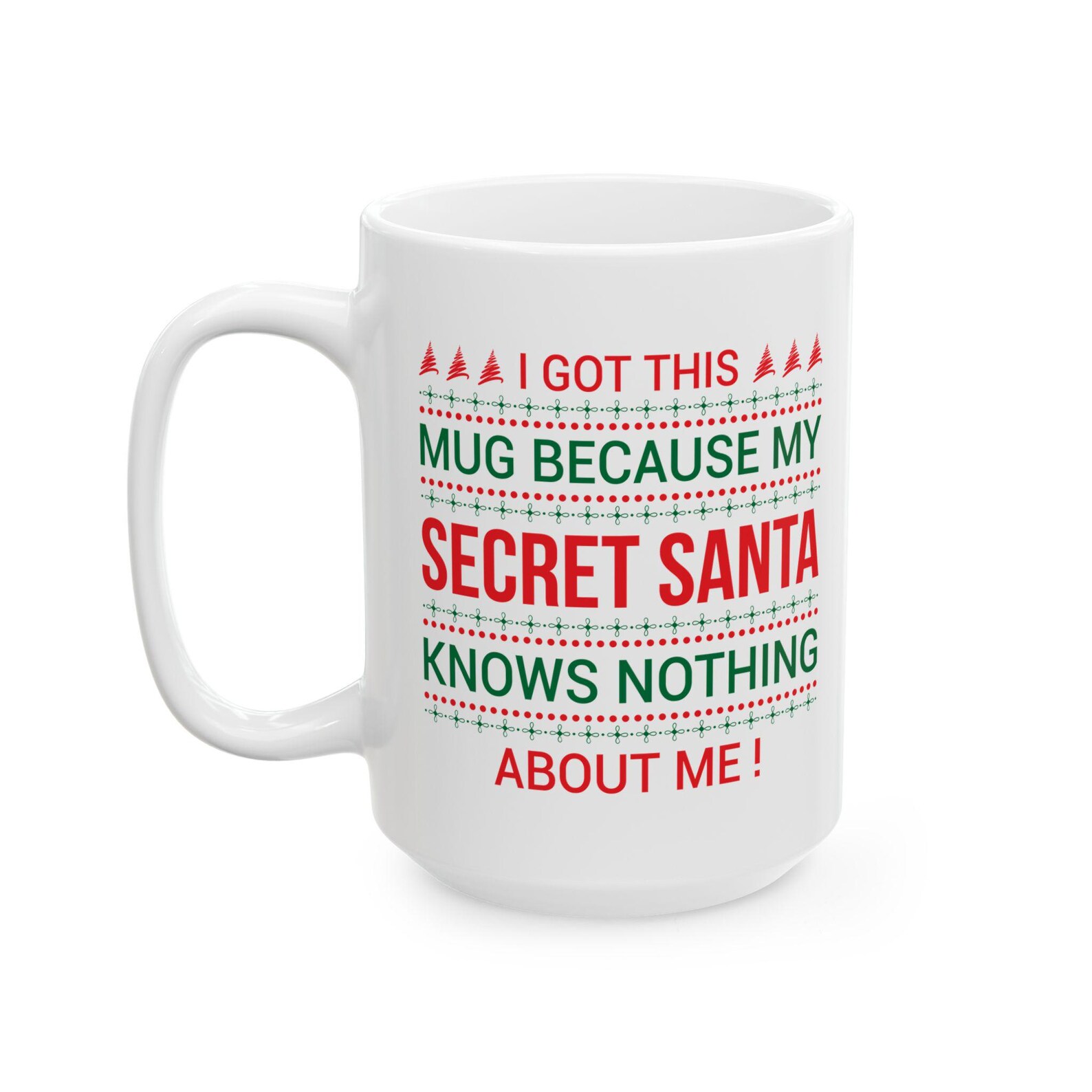 Secret Santa Holiday Gift, Christmas Coffee Mug, Red and Green, White ...