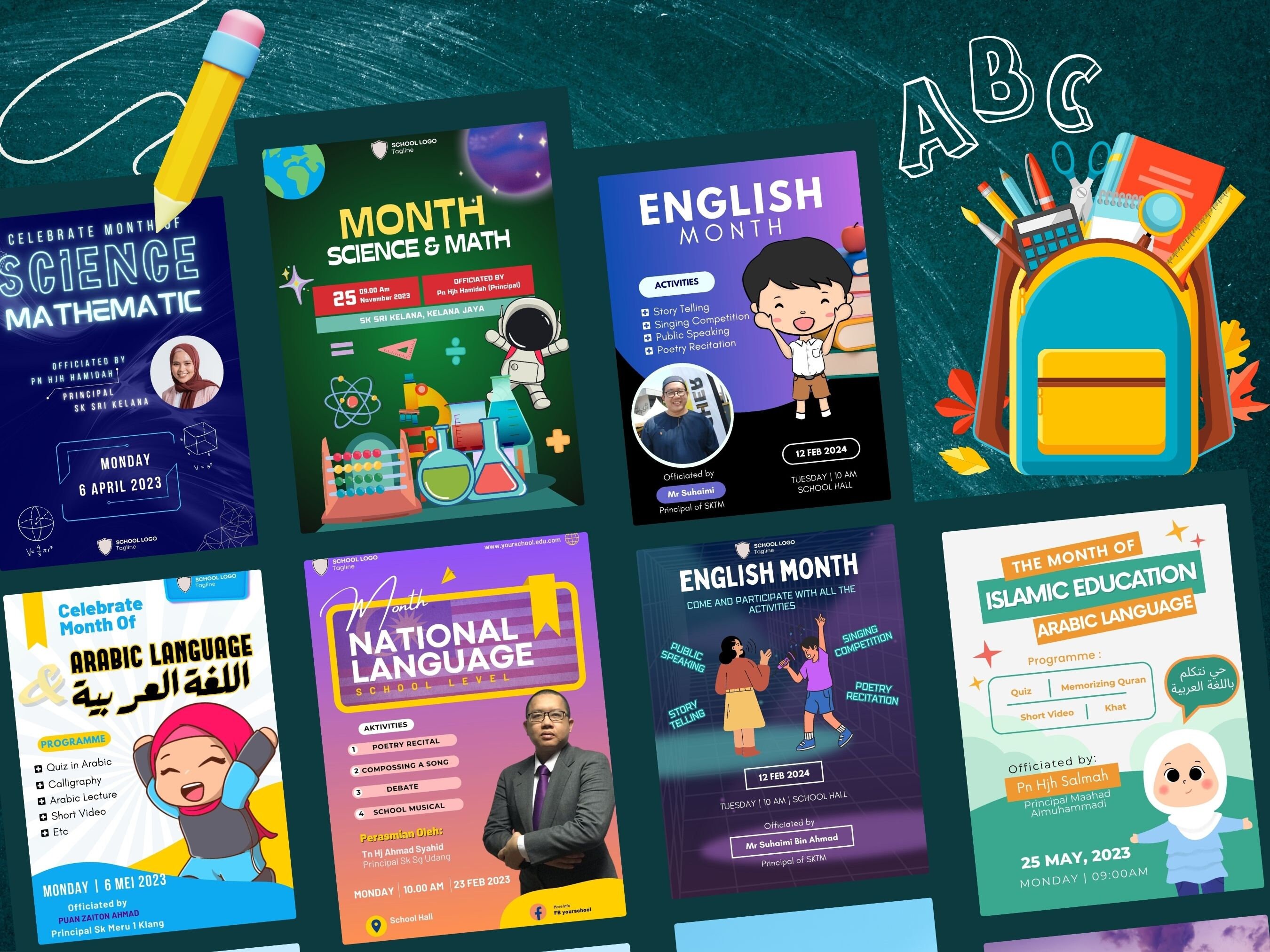 School Programme Canva Template, Poster and Banner Design, Best for ...
