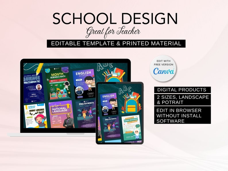 School Programme Canva Template, Poster and Banner Design, Best for ...