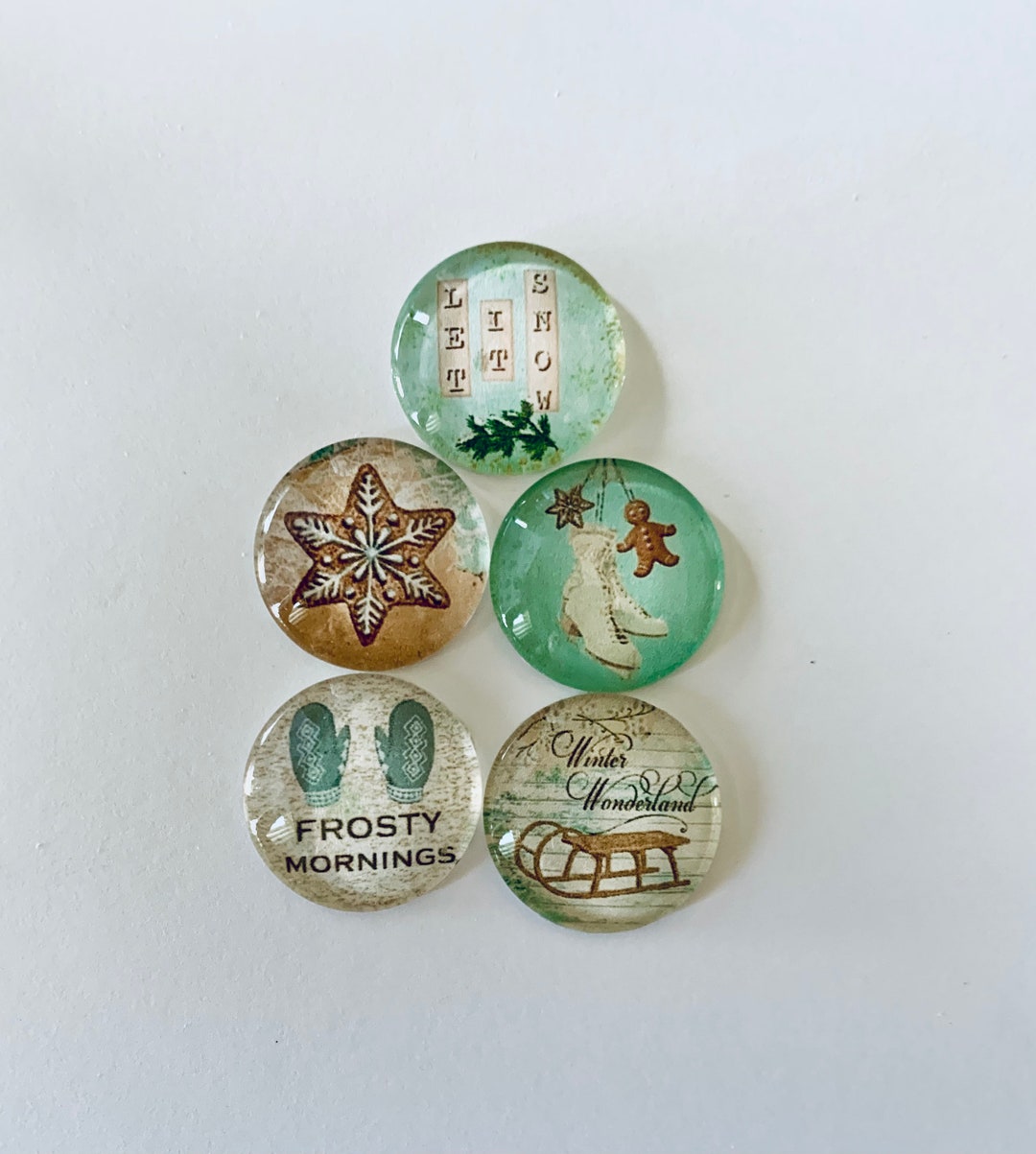 Winter Round Glass Tile Magnets - Etsy
