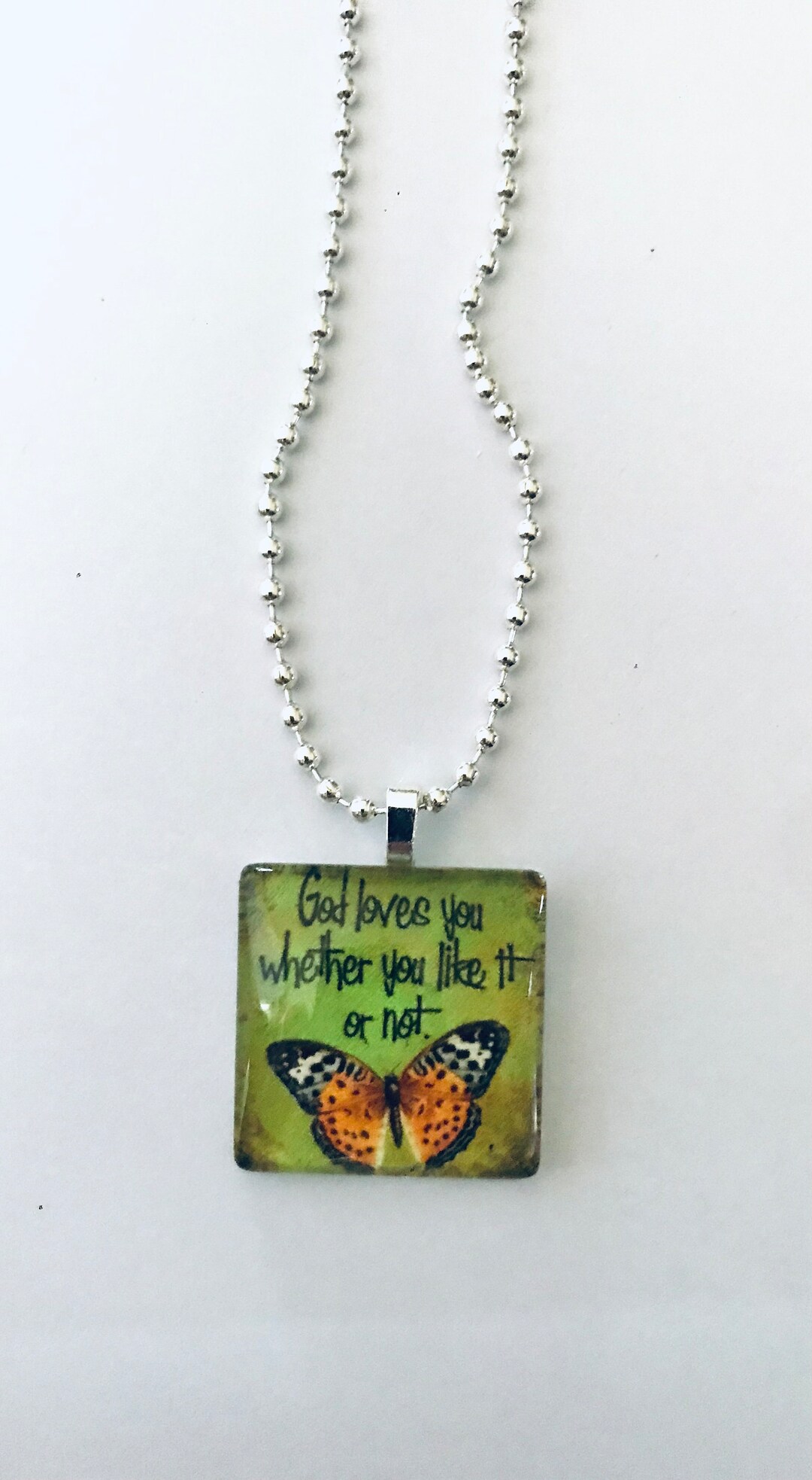 God Loves You Square Glass Tile Pendant - Etsy