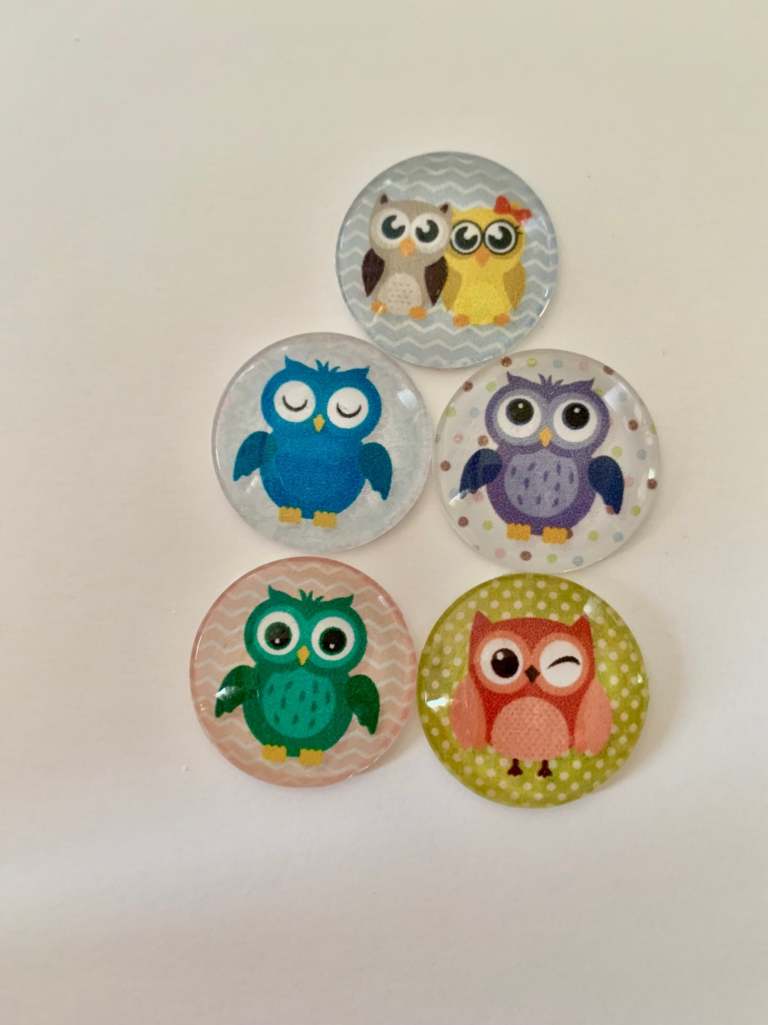 Cute Owls Round Glass Tile Magnets - Etsy