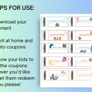 Kids Reward PRINTABLE Coupons Reward Coupon Book Birthday - Etsy