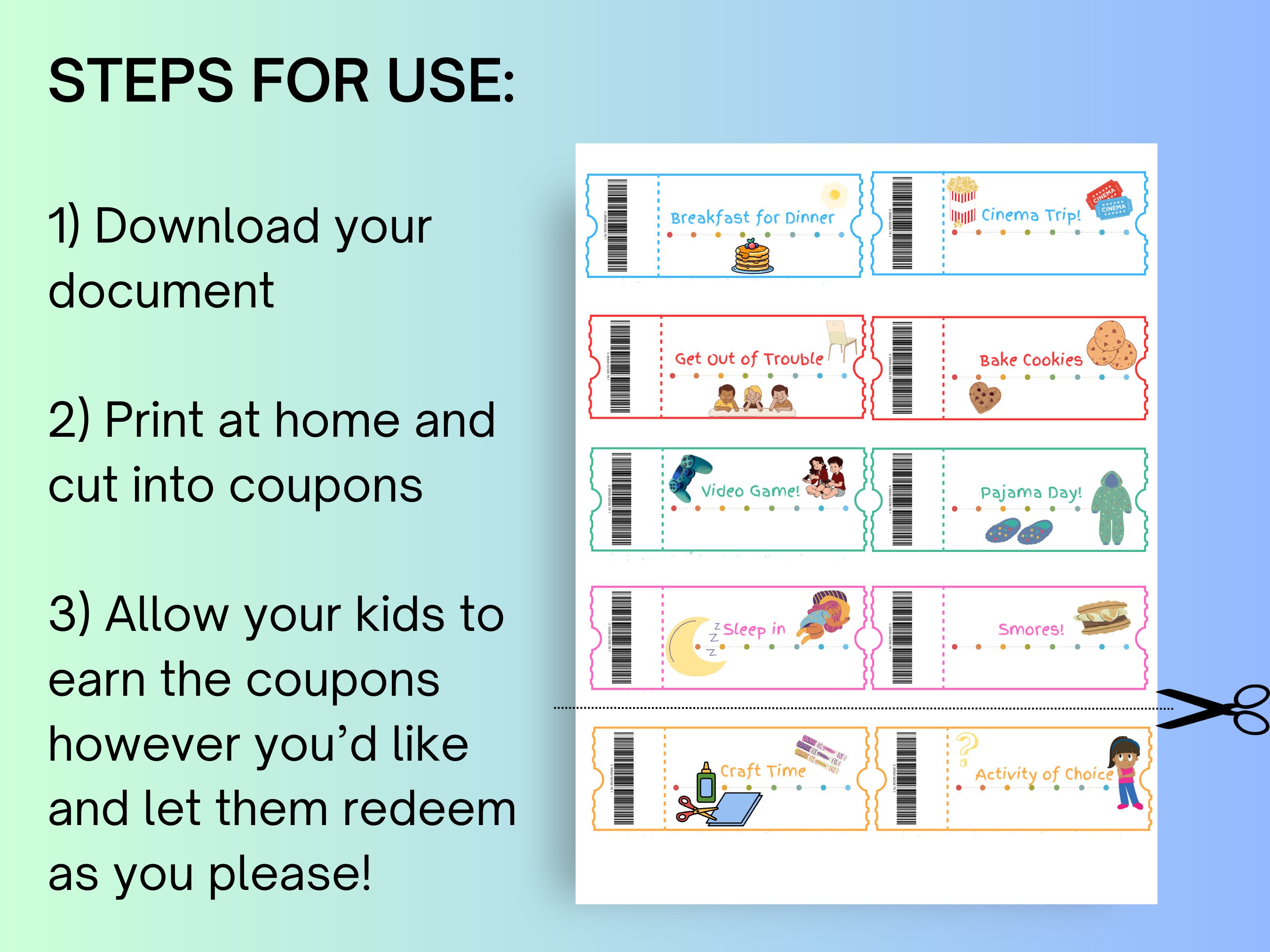 Kids Reward PRINTABLE Coupons Reward Coupon Book Birthday - Etsy