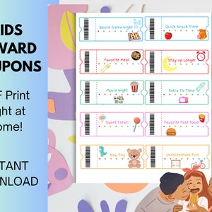 Kids Reward PRINTABLE Coupons Reward Coupon Book Birthday - Etsy