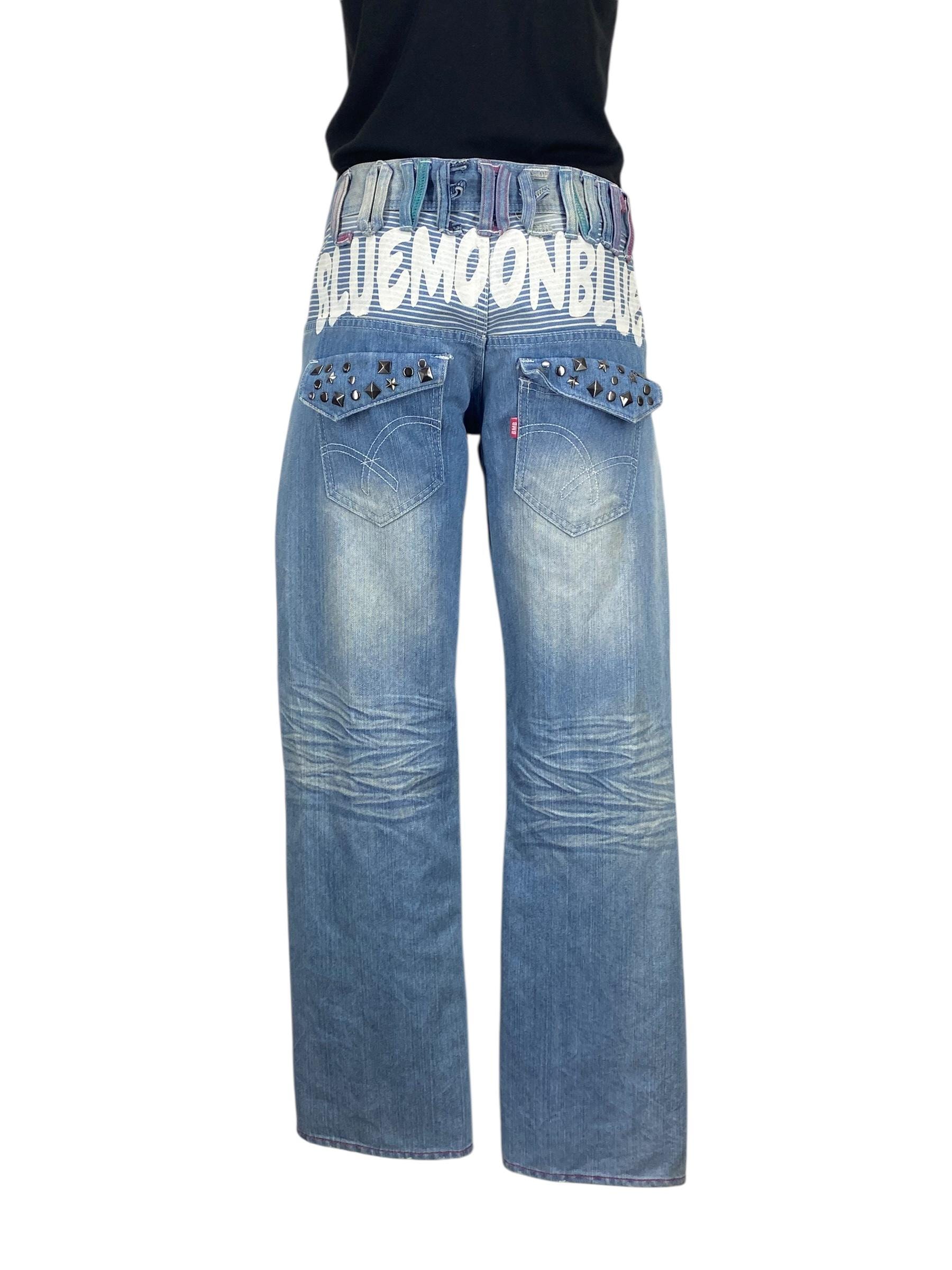 Blue Moon Blue Jeans Size 29 W29xl31 Stripes Hickory Skateboard Pants ...