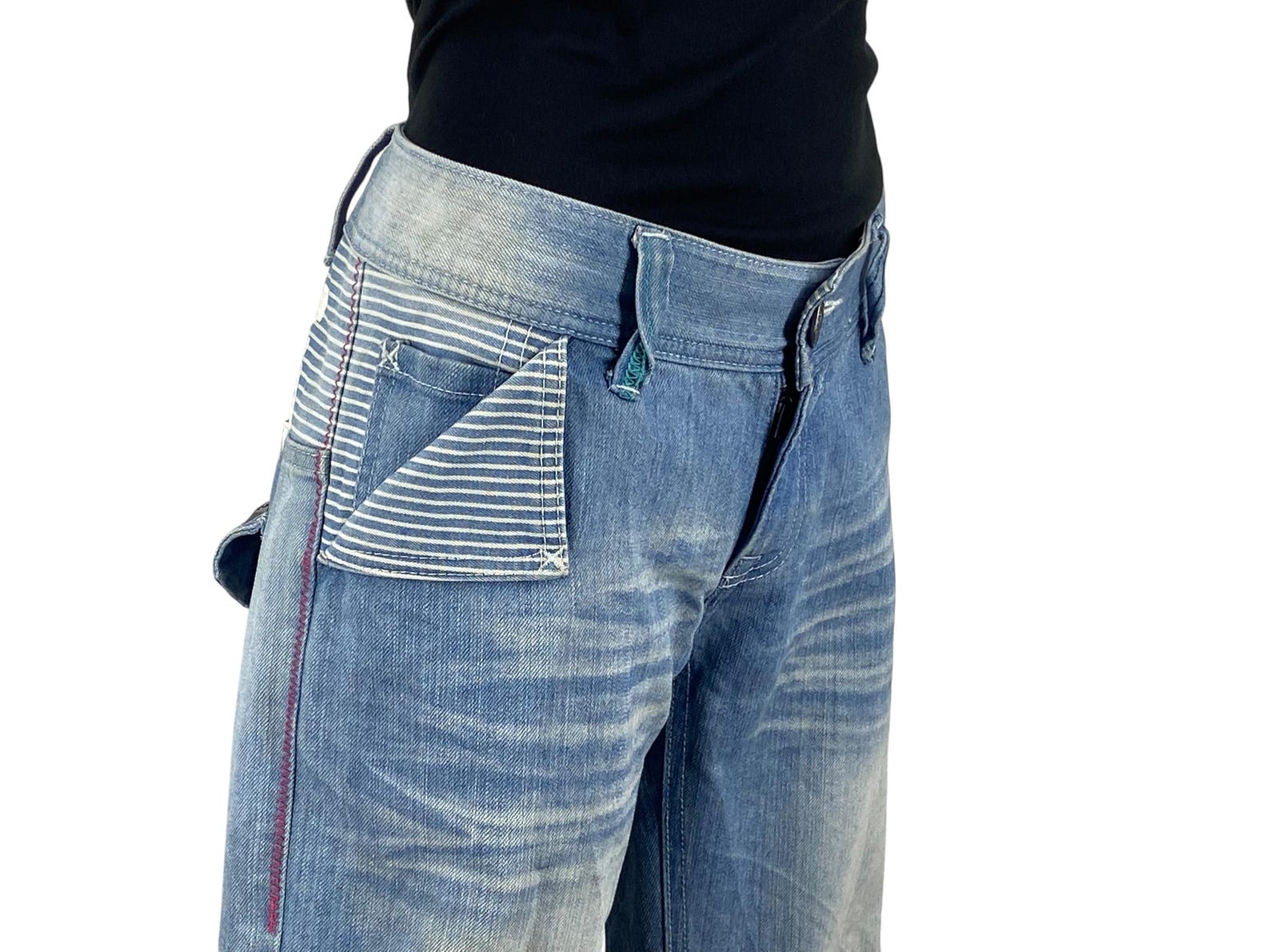 Blue Moon Blue Jeans Size 29 W29xl31 Stripes Hickory Skateboard Pants ...