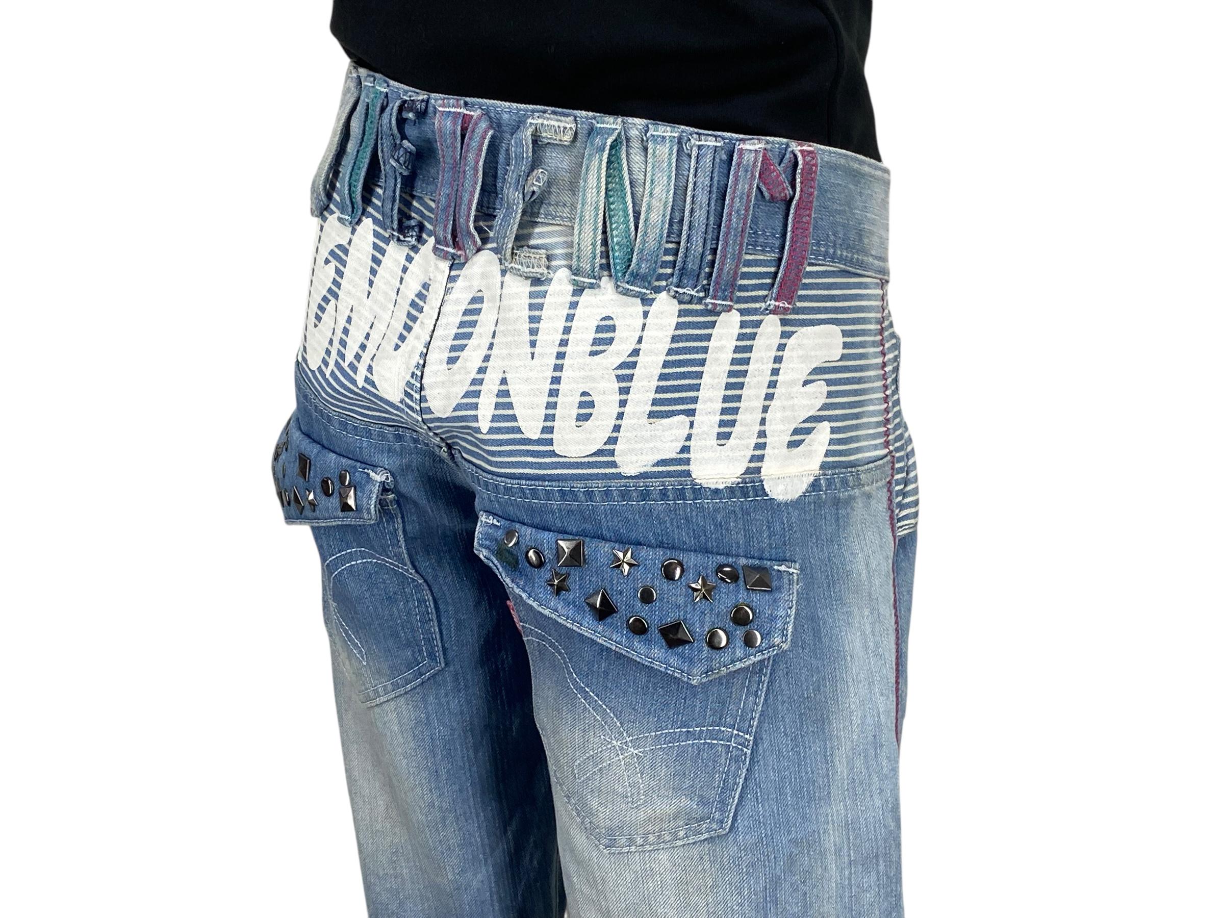 Blue Moon Blue Jeans Size 29 W29xl31 Stripes Hickory Skateboard Pants ...
