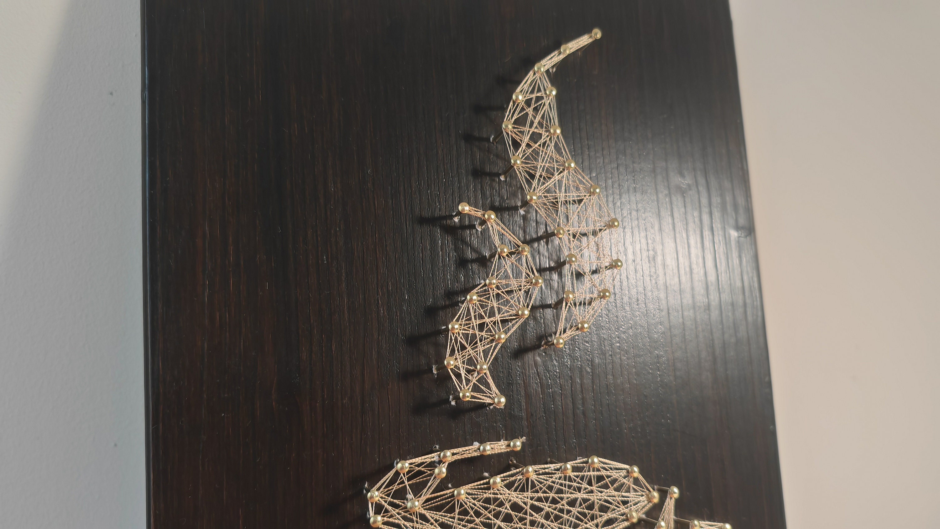 Cup of Coffee String Art Wall Hanging, Handmade Picture, Brown and Gold ...