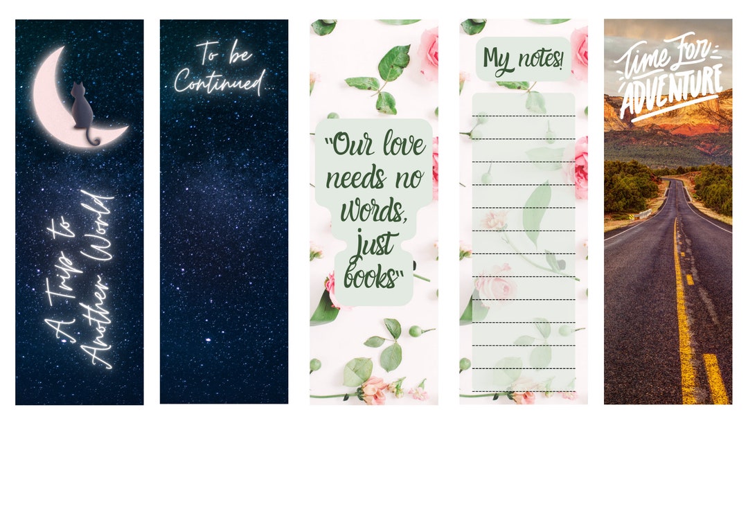 Digital Printable 2 Side Bookmarks, Cat, Fall, Adventure, Notes, Dogs ...