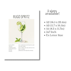 Hugo Spritz Print Cocktail Recipe Printable Drink Illustration Cocktail ...