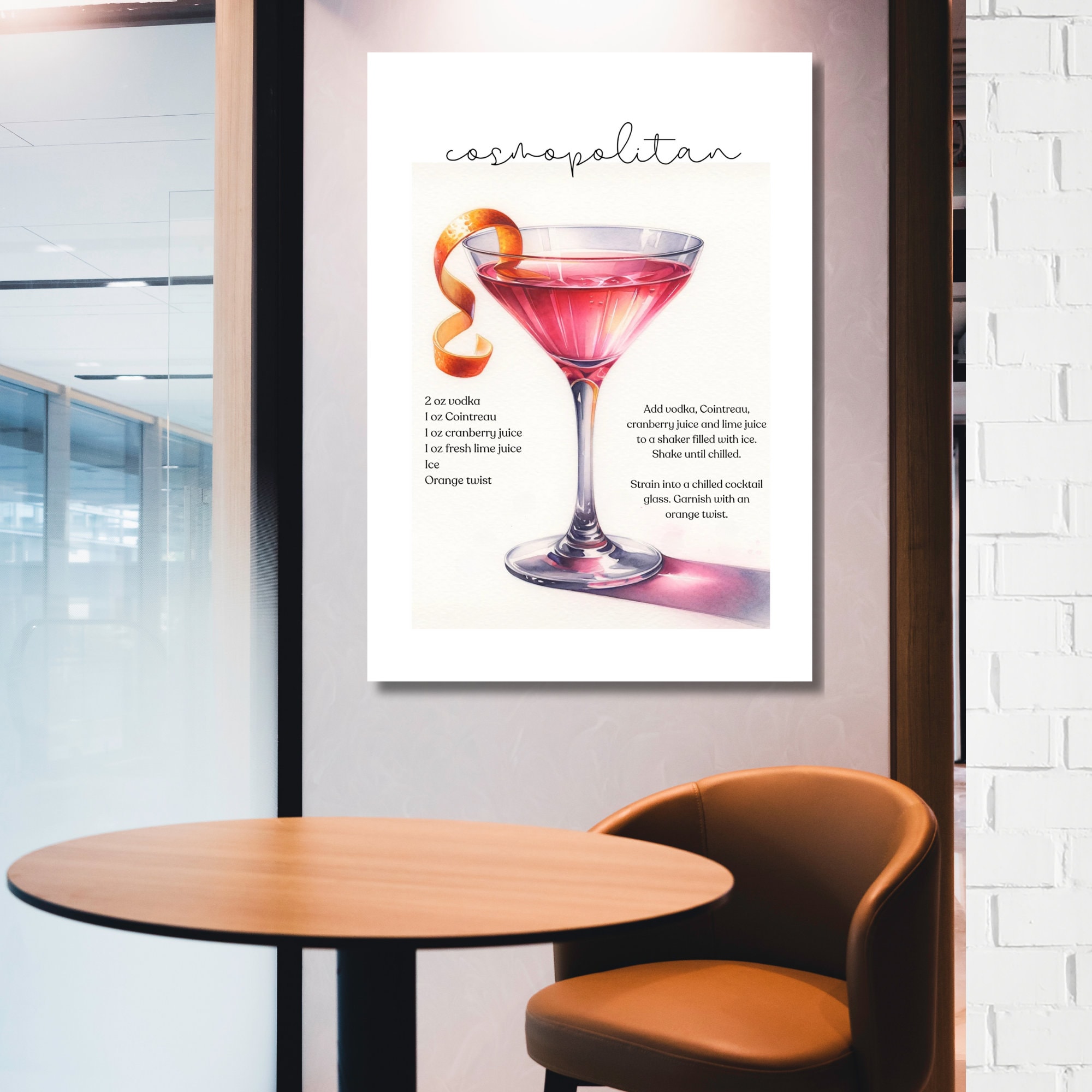 Cosmopolitan Recipe Cosmopolitan Card Cosmo Print Cocktail Recipes ...