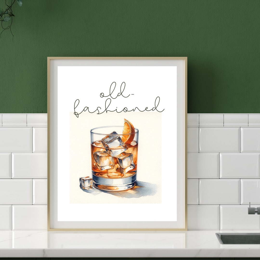 Old Fashioned Cocktail Printable Cocktail Print Cocktail Posters ...
